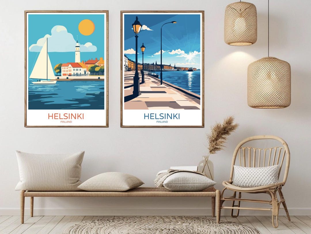 Helsinki Finland Poster Travel Paper Print Gulf Finland Helsinki Canvas ...