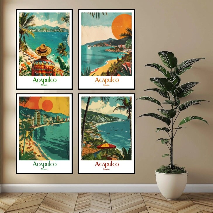 Acapulco Mexico Poster Travel Print Mexico Acapulco Beach Canvas ...
