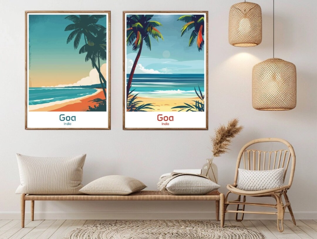 Goa India Poster Travel Paper Print India Goa Canvas Vintage Travel Art ...