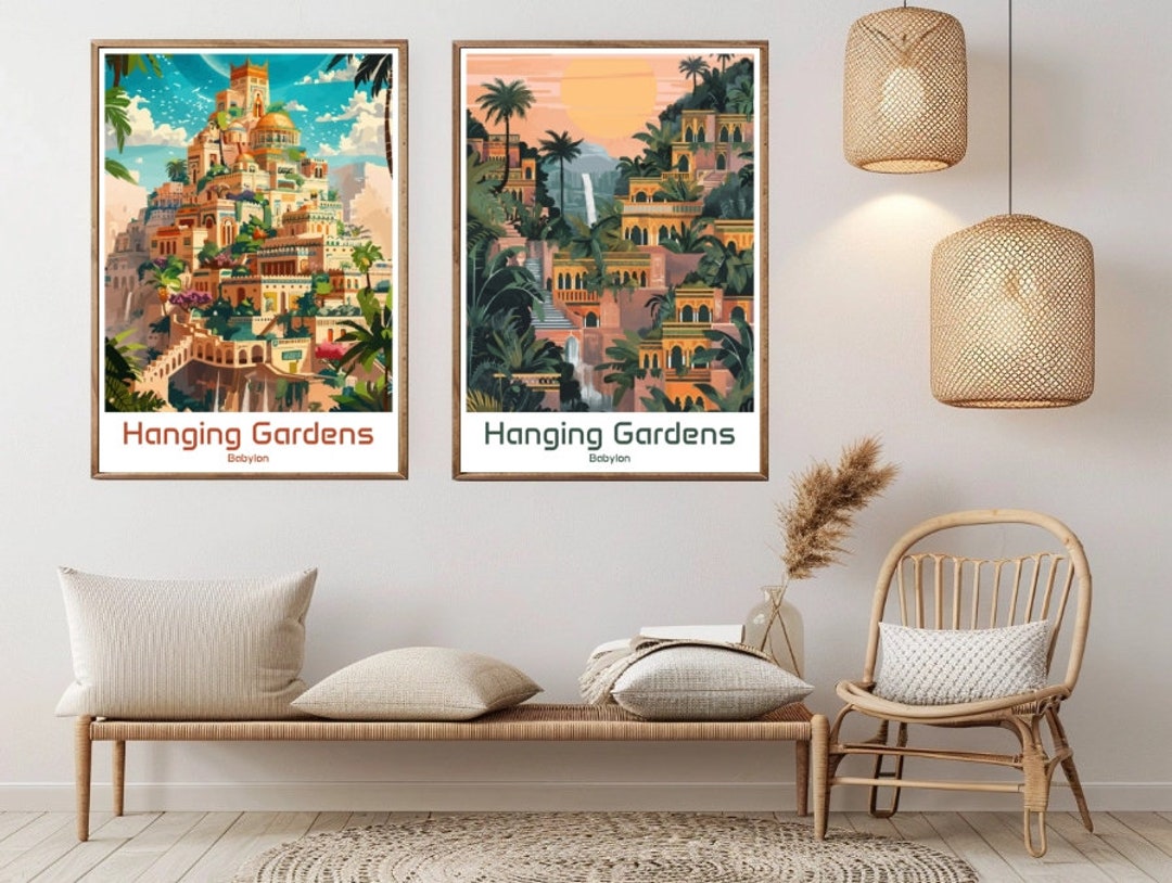Hanging Gardens of Babylon Poster Travel Print Babylon Hanging Gardens ...