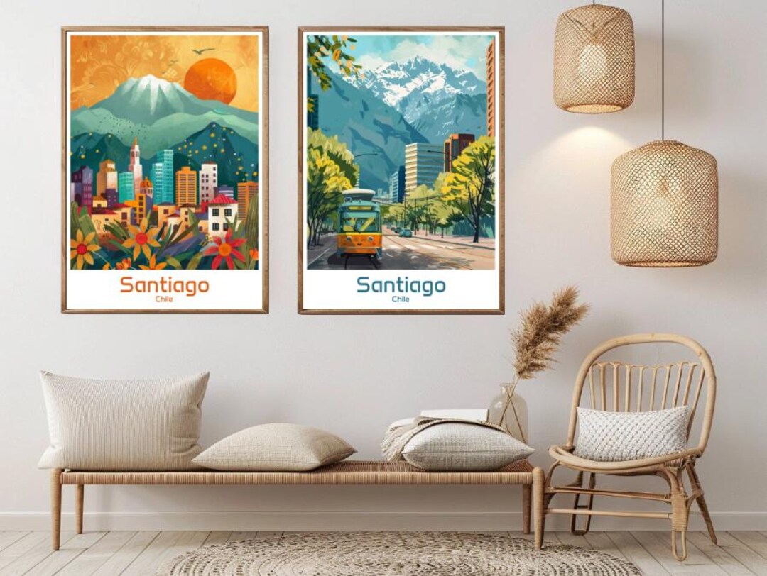 Santiago Chile Poster Travel Paper Print Chilean Patagonia Santiago De ...