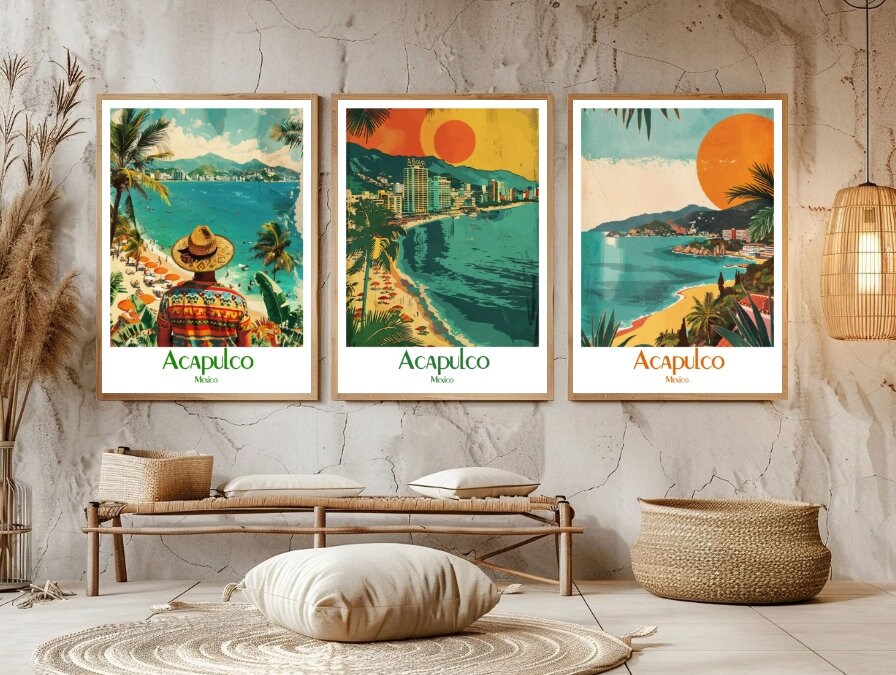 Acapulco Mexico Poster Travel Print Mexico Acapulco Beach Canvas ...