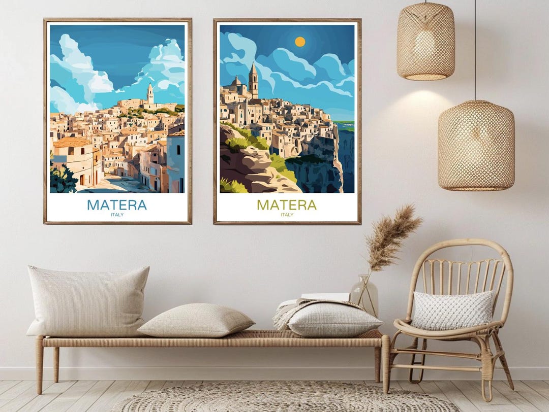 Matera Italy Poster Travel Paper Print Matera Comune Basilicata ...