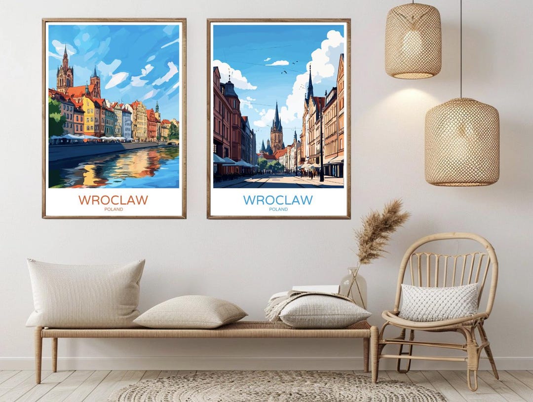 Wroclaw Poland Poster Travel Paper Print Oder River Silesia Wroclaw ...