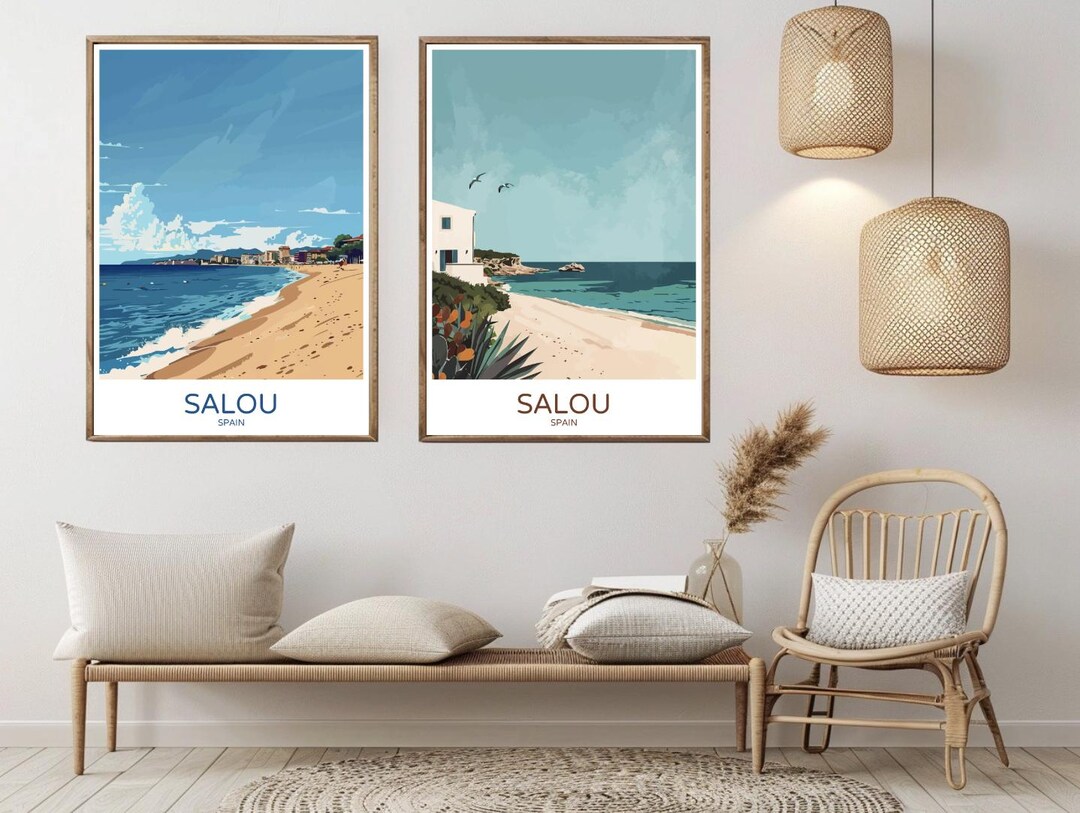 Salou Spain Poster Travel Paper Print Salou Beach Tarragona Catalonia ...