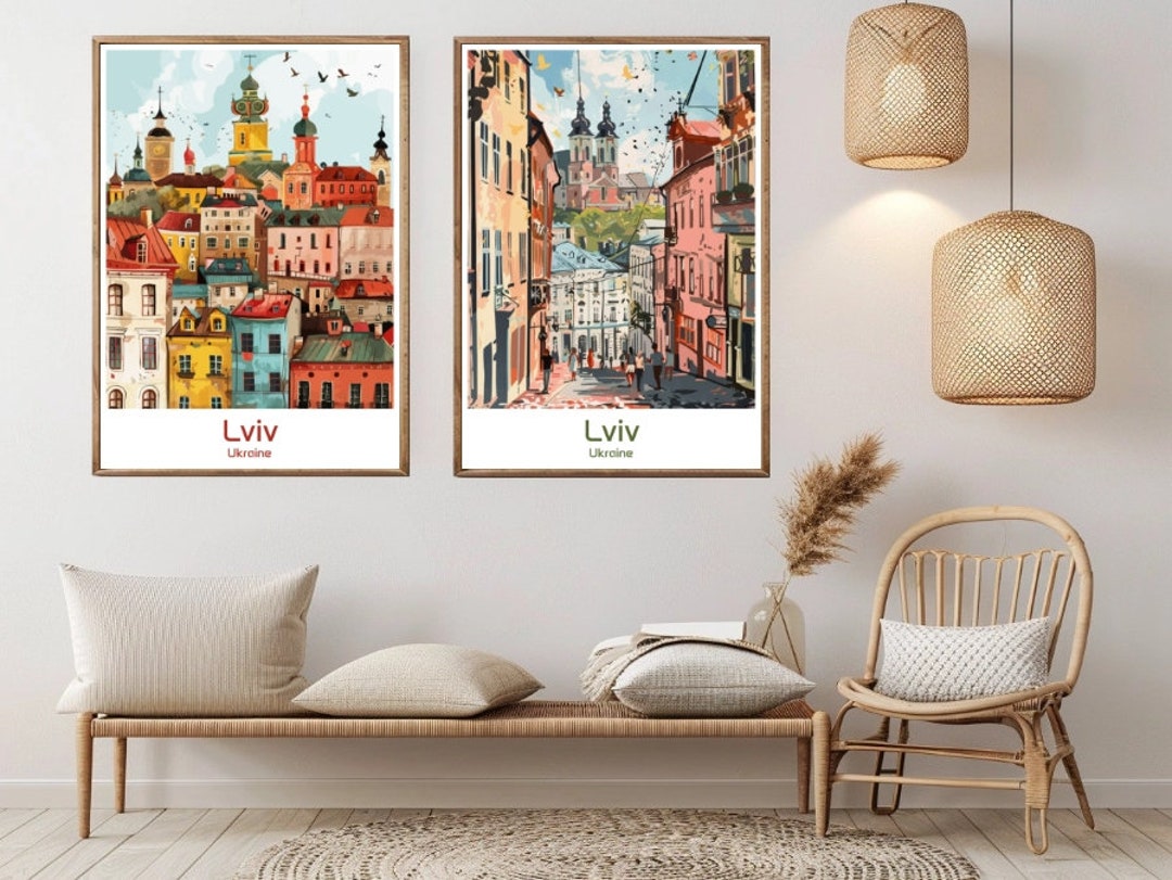 Lviv Ukraine Poster Travel Paper Print Ukraine Lviv Canvas Vintage ...