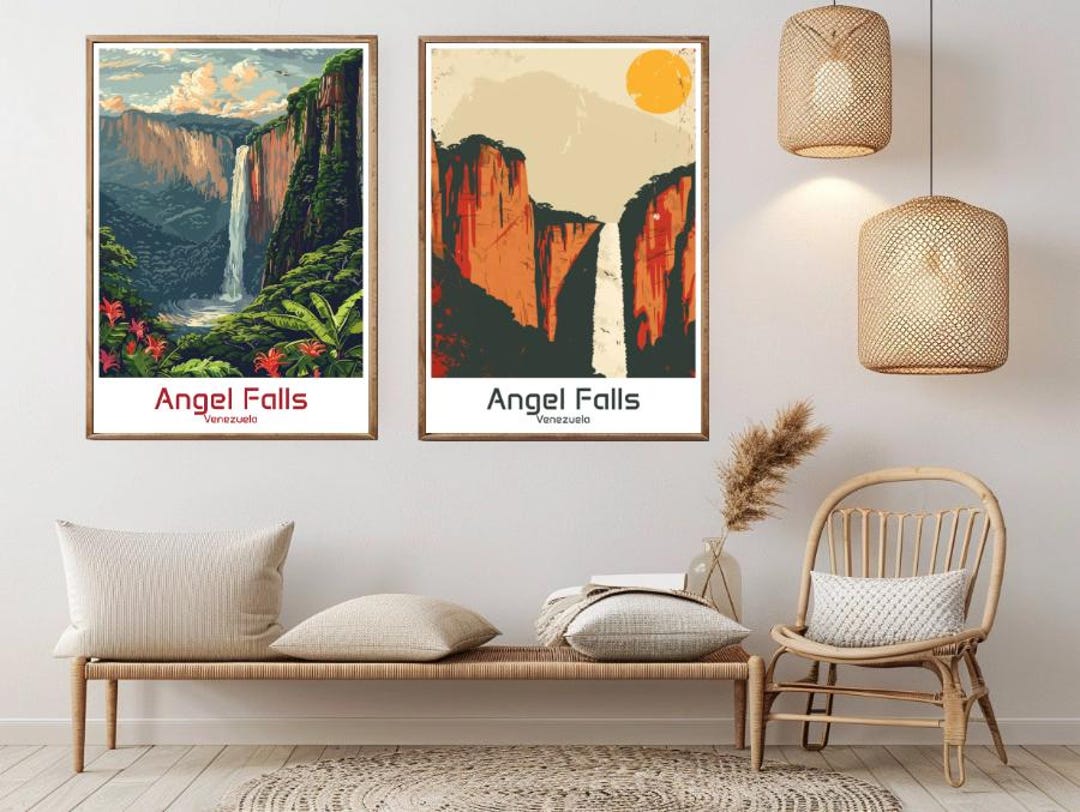 Angel Falls Venezuela Poster Travel Paper Print Angel Falls Canaima ...
