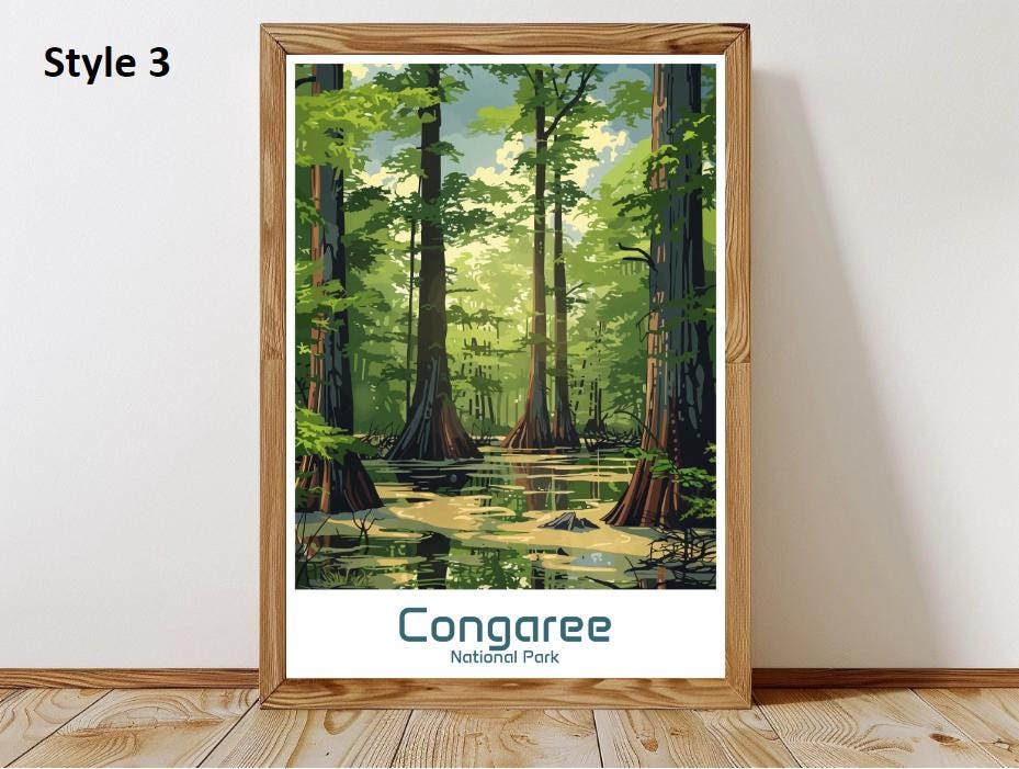 Congaree National Park Poster Travel Paper Print Congaree Park South ...
