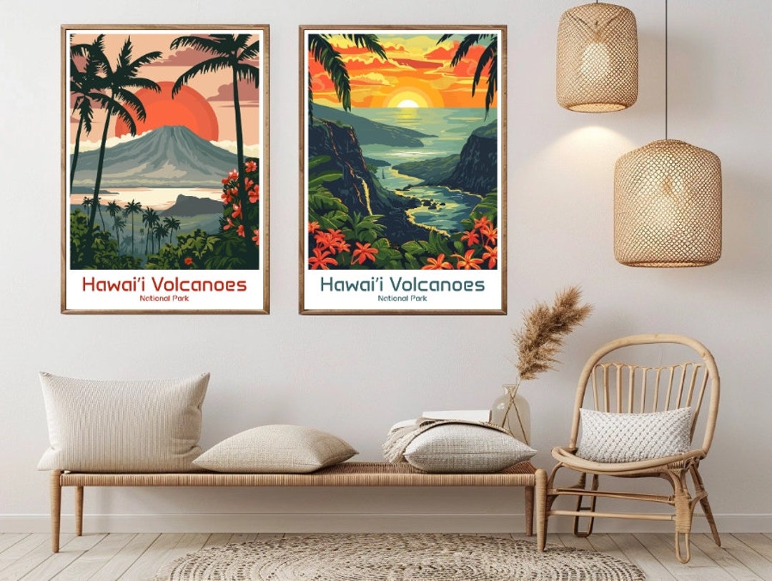 Hawai'i Volcanoes National Park Vintage Travel Poster - Etsy
