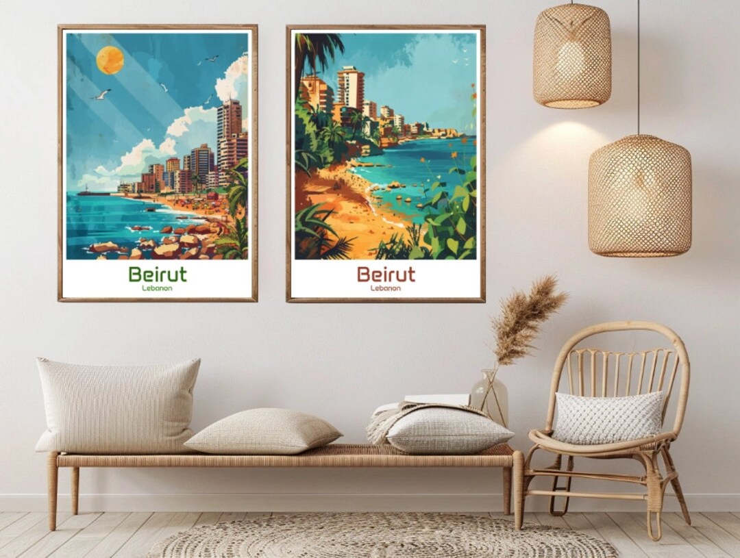 Beirut Lebanon Poster Travel Paper Print Lebanon Beirut Canvas Vintage ...