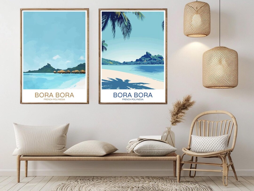 Bora Bora French Polynesia Poster Travel Paper Print Society Islands ...