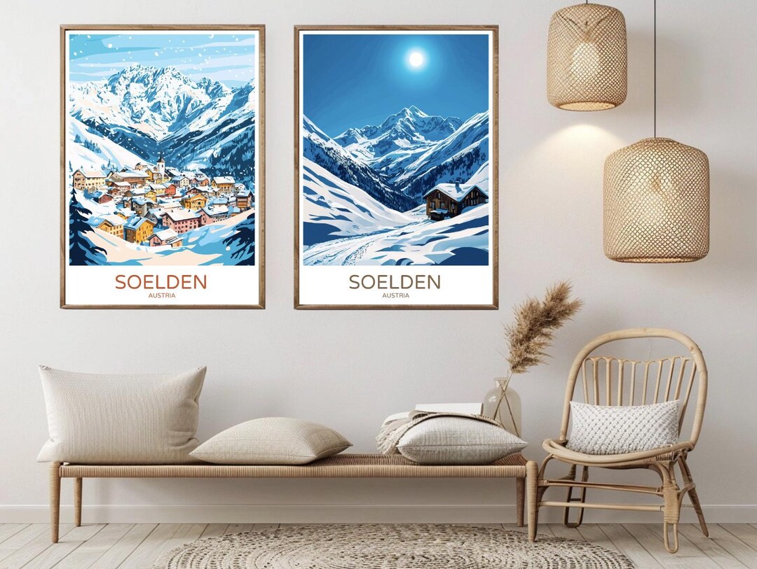 Soelden Austria Poster Travel Paper Print Sölden Ski Resort Tyrol Imst ...