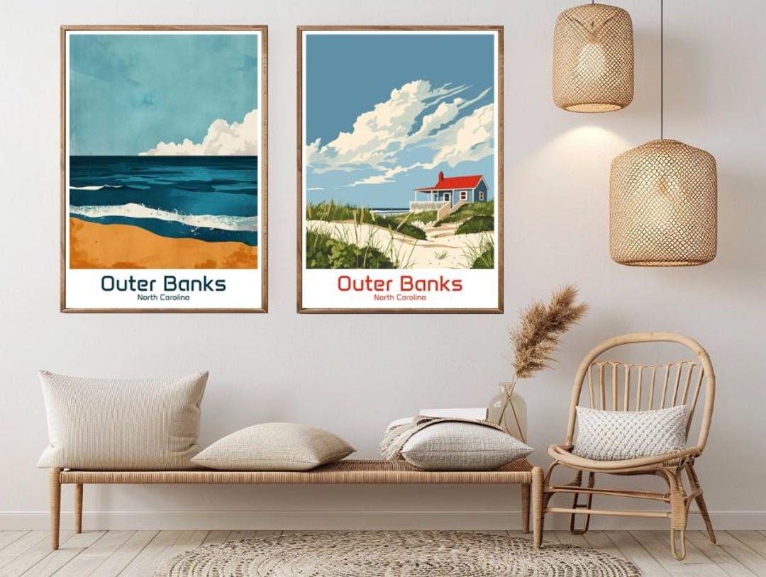 Outer Banks Print: Vintage Travel Poster, North Carolina Art - Etsy
