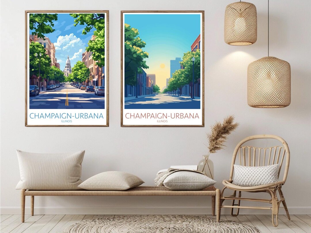 Champaign-urbana Illinois Travel Poster: Vintage USA Art Print - Etsy