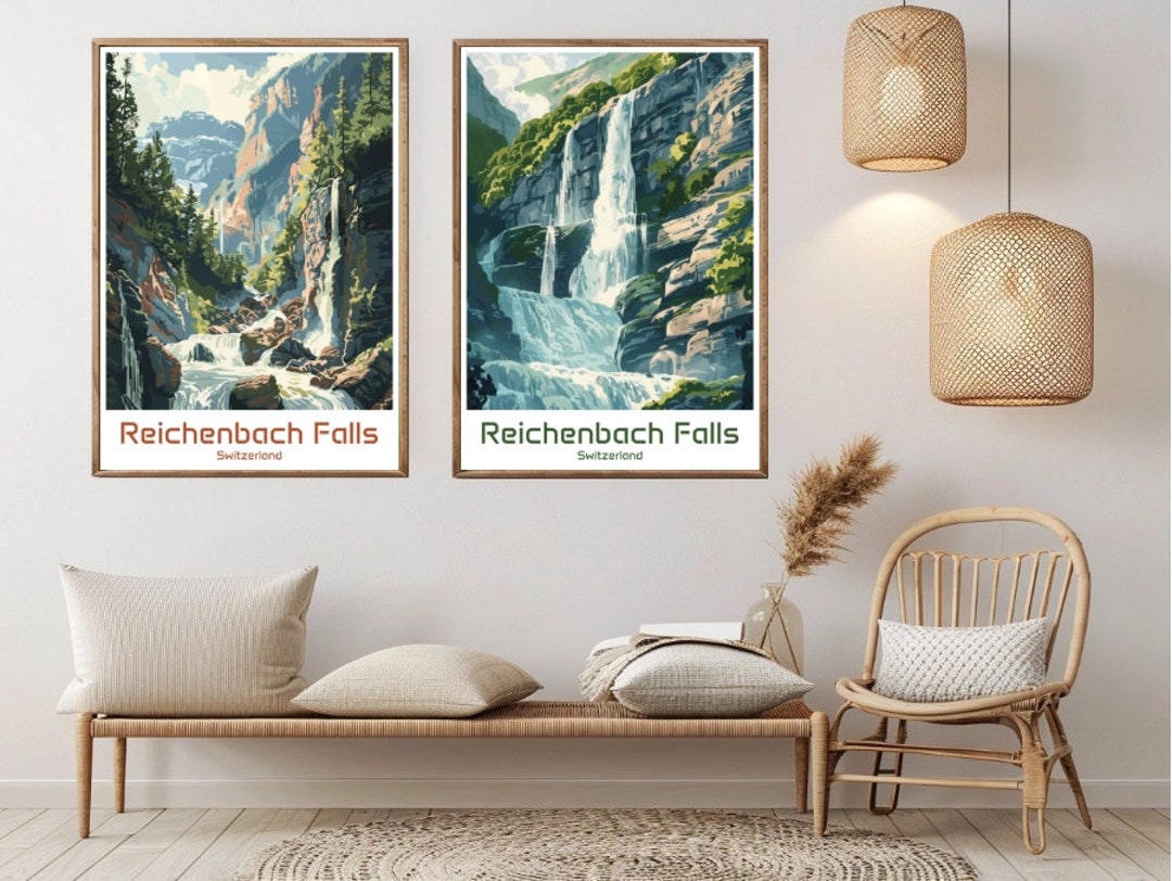 Reichenbach Falls Switzerland Poster Travel Paper Print Swiss Alps ...