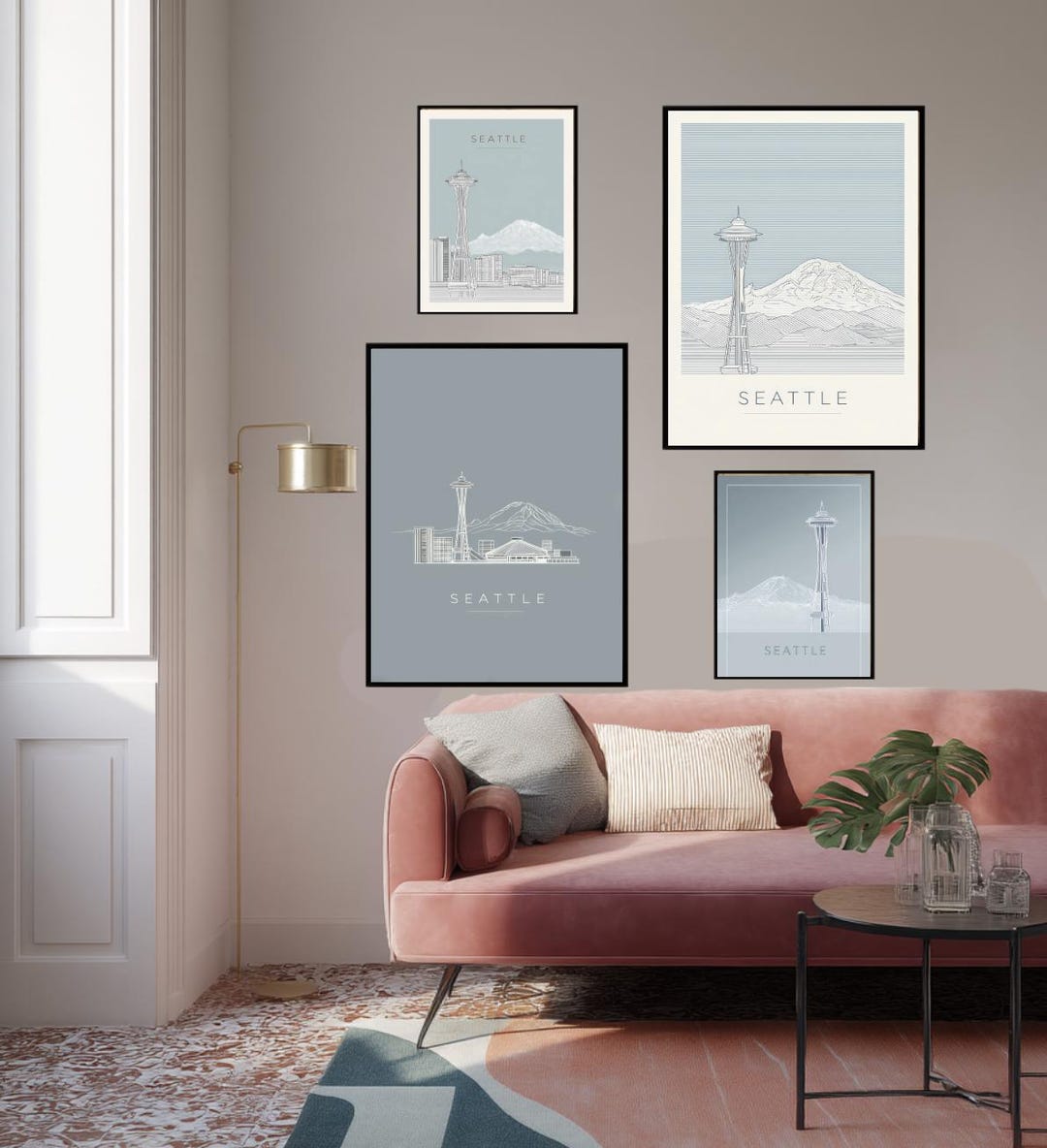Seattle Minimalist Travel Poster Scandinavian Line Art Skyline Wall ...