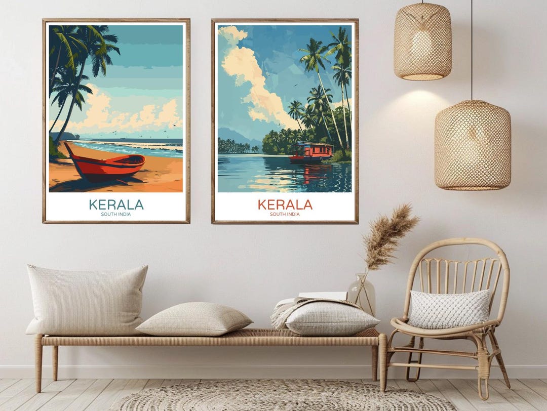 Kerala South India Poster Travel Paper Print Kerala Karnataka Malabar ...