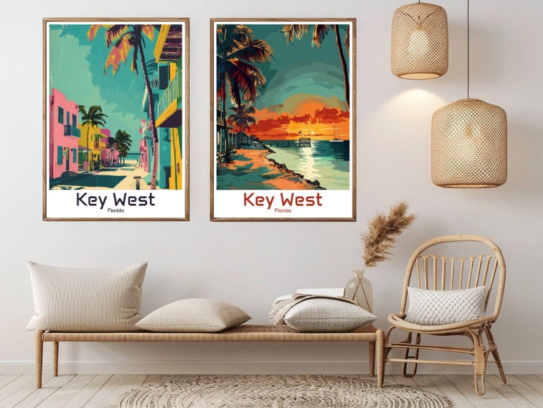 Key West Florida Poster United States Retro Florida Key West Canvas ...