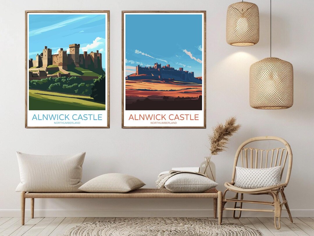 Alnwick Castle Scotland Travel Poster: Vintage Style Wall Art - Etsy