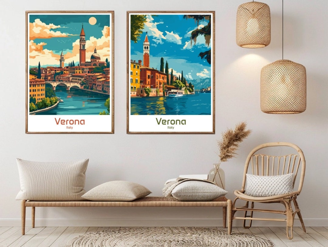 Verona Italy Poster Travel Paper Print Italy Veneto Verona Arena Canvas ...