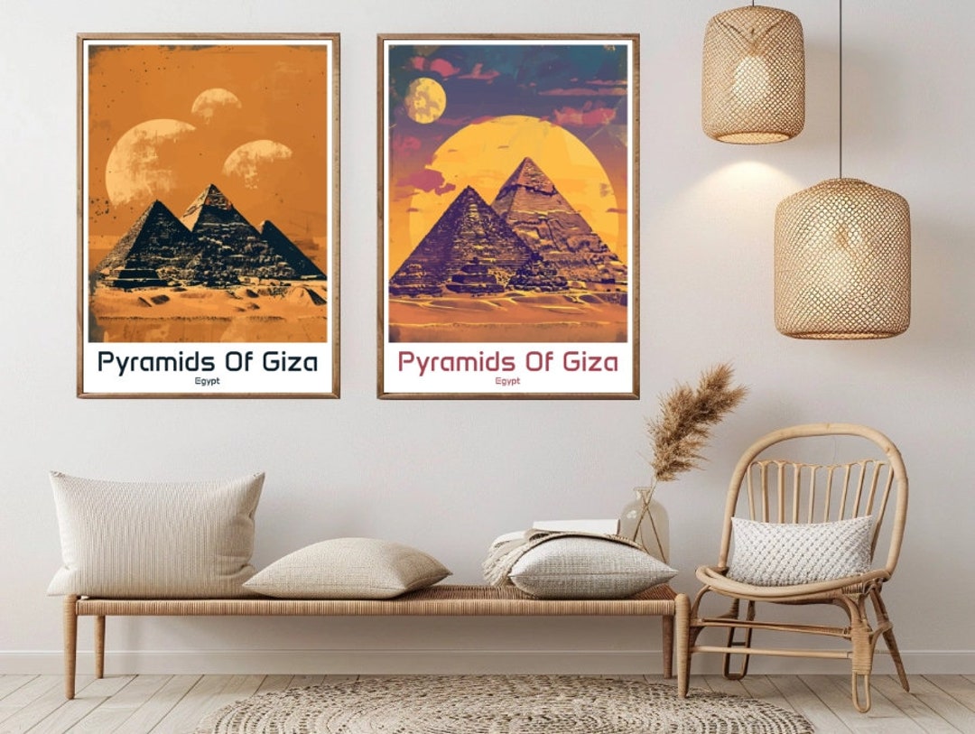 Egyptian Pyramids Poster Travel Print Great Sphinx Canvas Vintage ...
