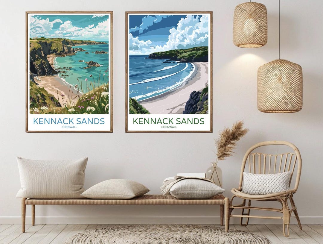 Kennack Sands Beach Cornwall Poster Travel Paper Print Kennack Sands ...