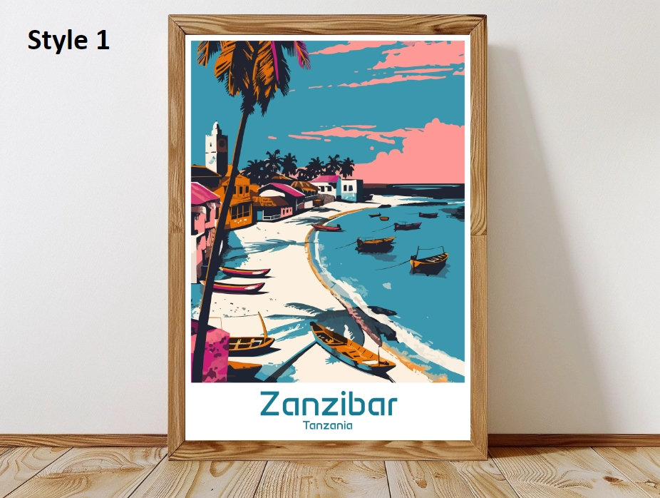 Zanzibar Tanzania Poster Travel Print Tanzania Zanzibar Canvas Vintage ...