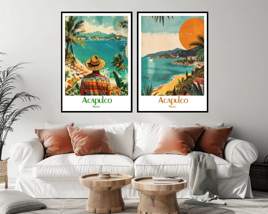 Acapulco Mexico Poster Travel Print Mexico Acapulco Beach Canvas ...