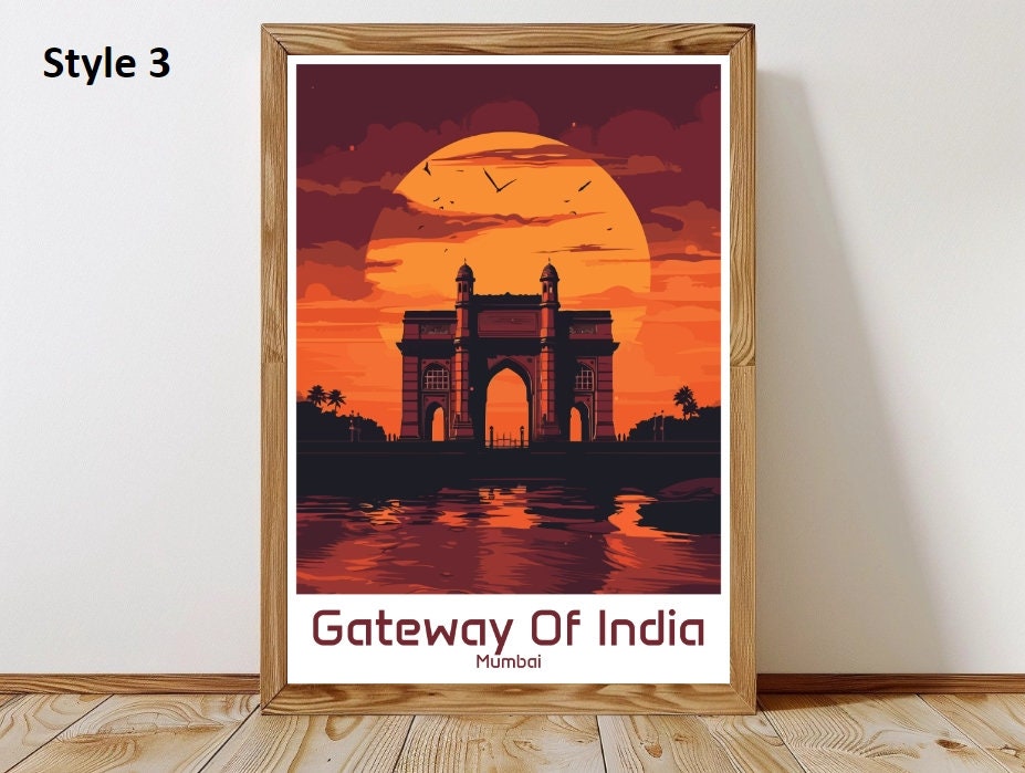 Gateway of India Mumbai Poster Travel Paper Print Mumbai Gateway of ...