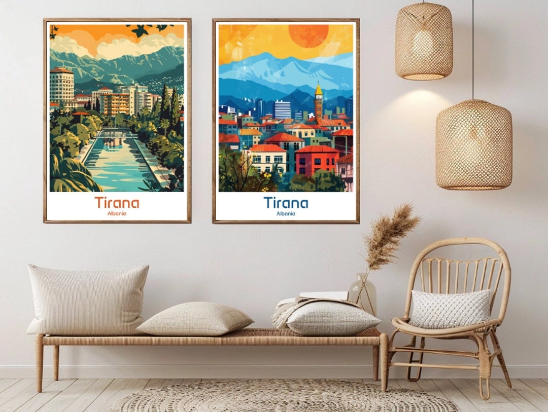 Tirana Albania Poster Travel Paper Print Albania Piramida Tirana Canvas ...