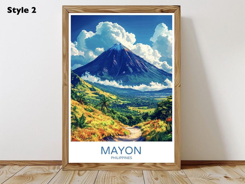Mayon Volcano Philippines Travel Poster: Vintage Canvas Wall Art - Etsy