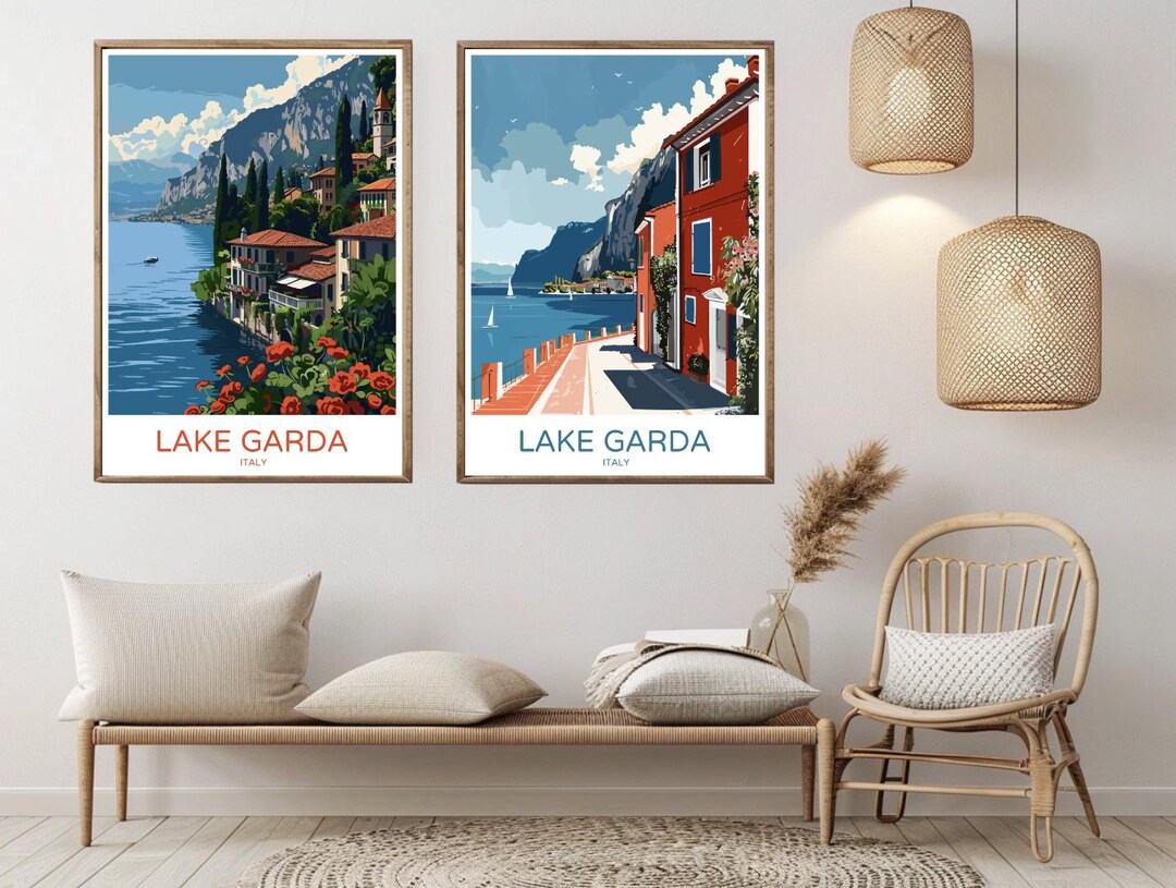Lake Garda Italy Poster Travel Paper Print Italian Riviera Lake Garda ...