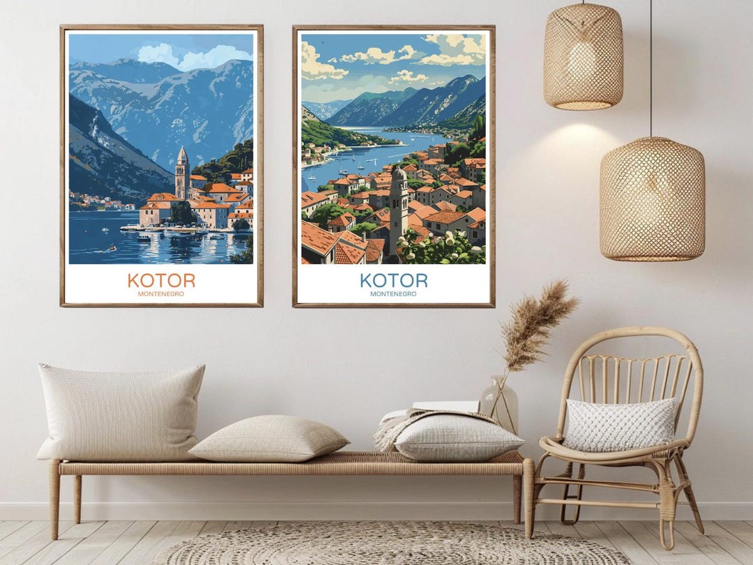 Kotor Skyline Montenegro Poster Travel Paper Print Bay of Kotor Cattaro ...