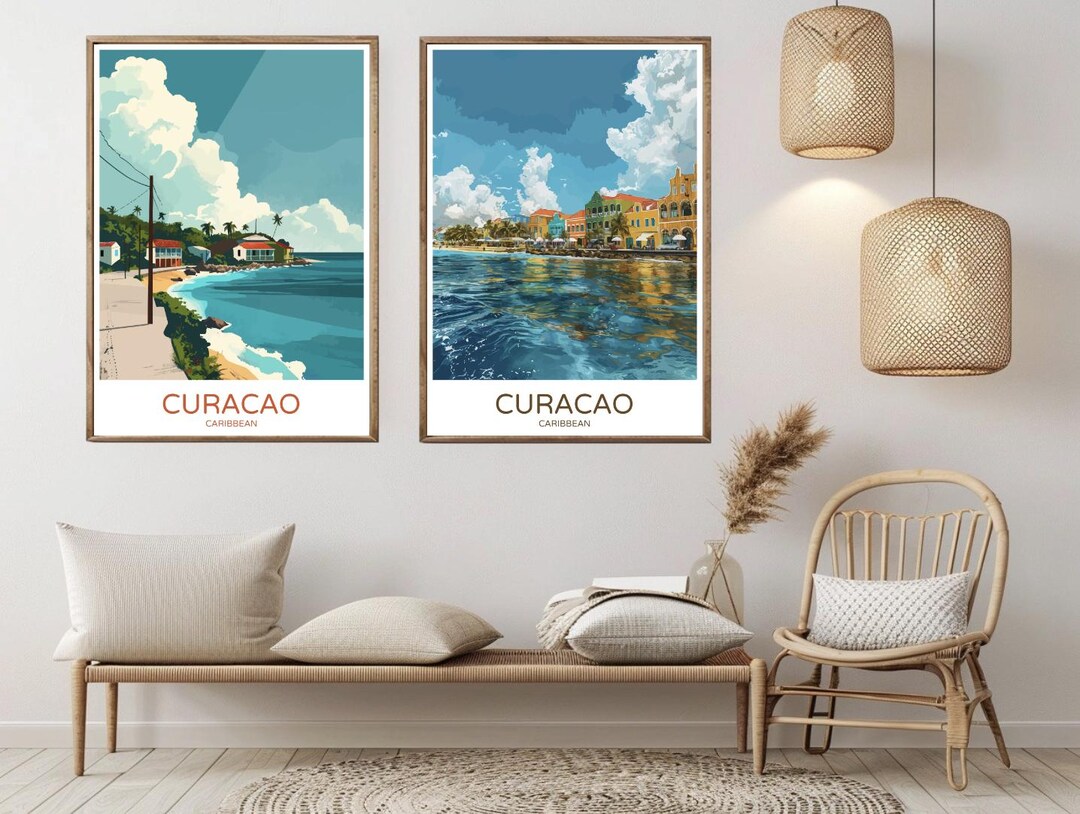 Curacao Caribbean Poster Travel Paper Print Curacao Island Lesser ...