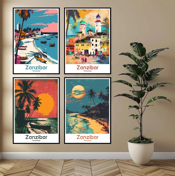 Zanzibar Tanzania Poster Travel Print Tanzania Zanzibar Canvas Vintage ...