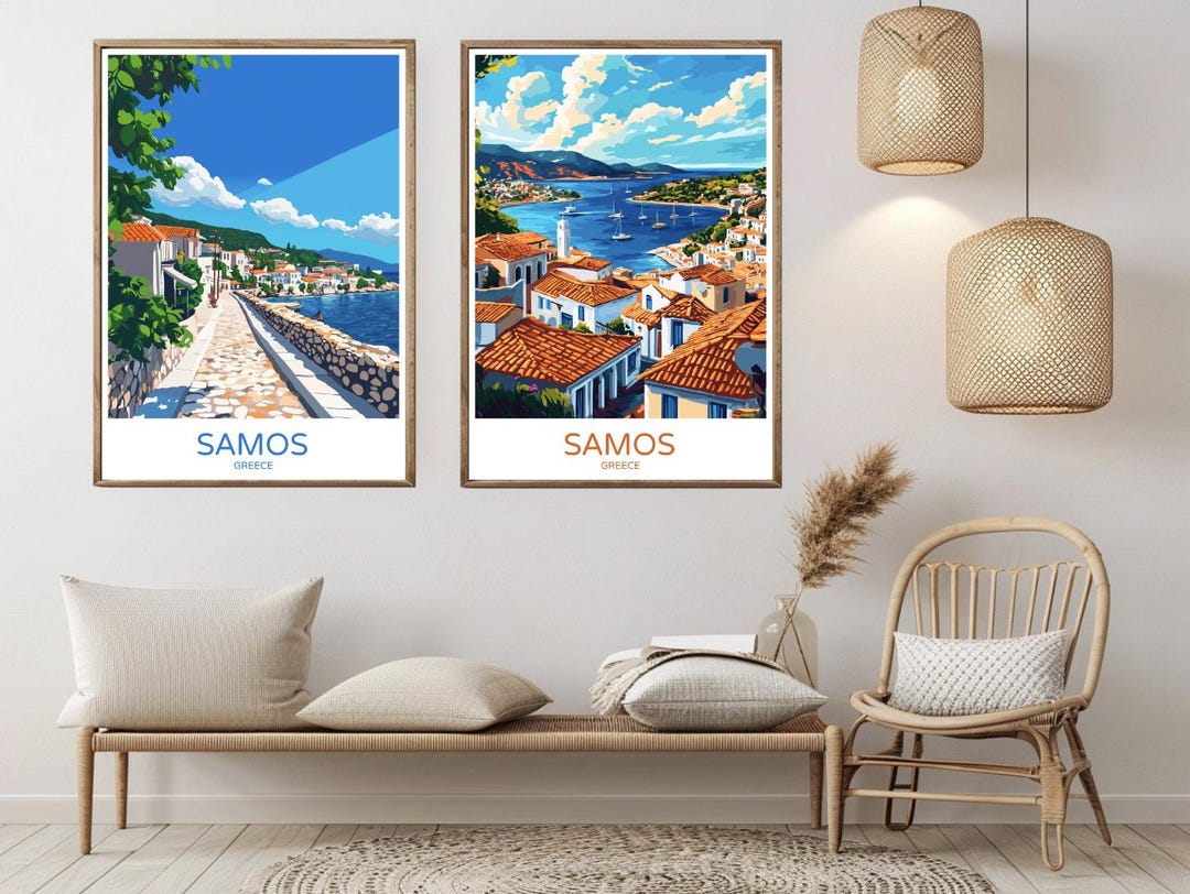 Samos Greece Poster Travel Paper Print Greek Islands Samos Aegean ...