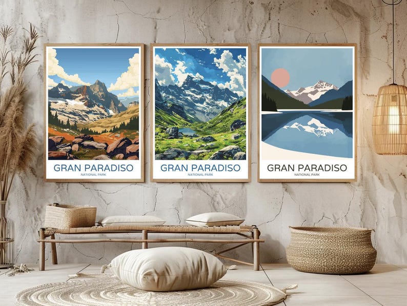 Gran Paradiso National Park Italy Poster Travel Paper Print Gran ...