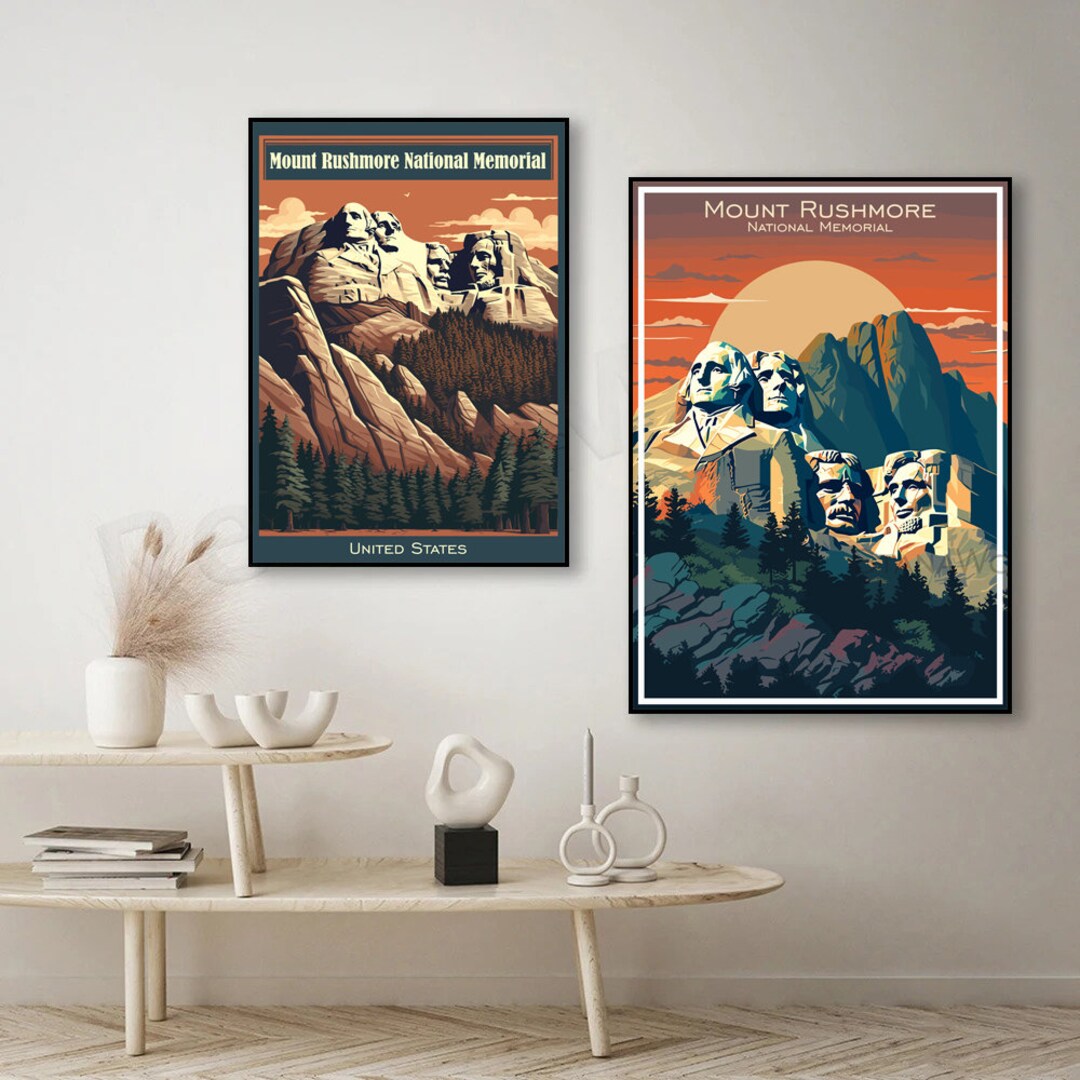 Mount Rushmore Canvas Print: Vintage Travel Poster, South Dakota Art - Etsy