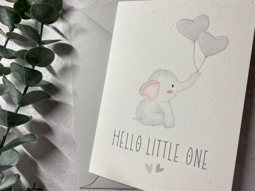 Hello Little One Elephant Card / New Baby Card / Baby Card / Gender ...