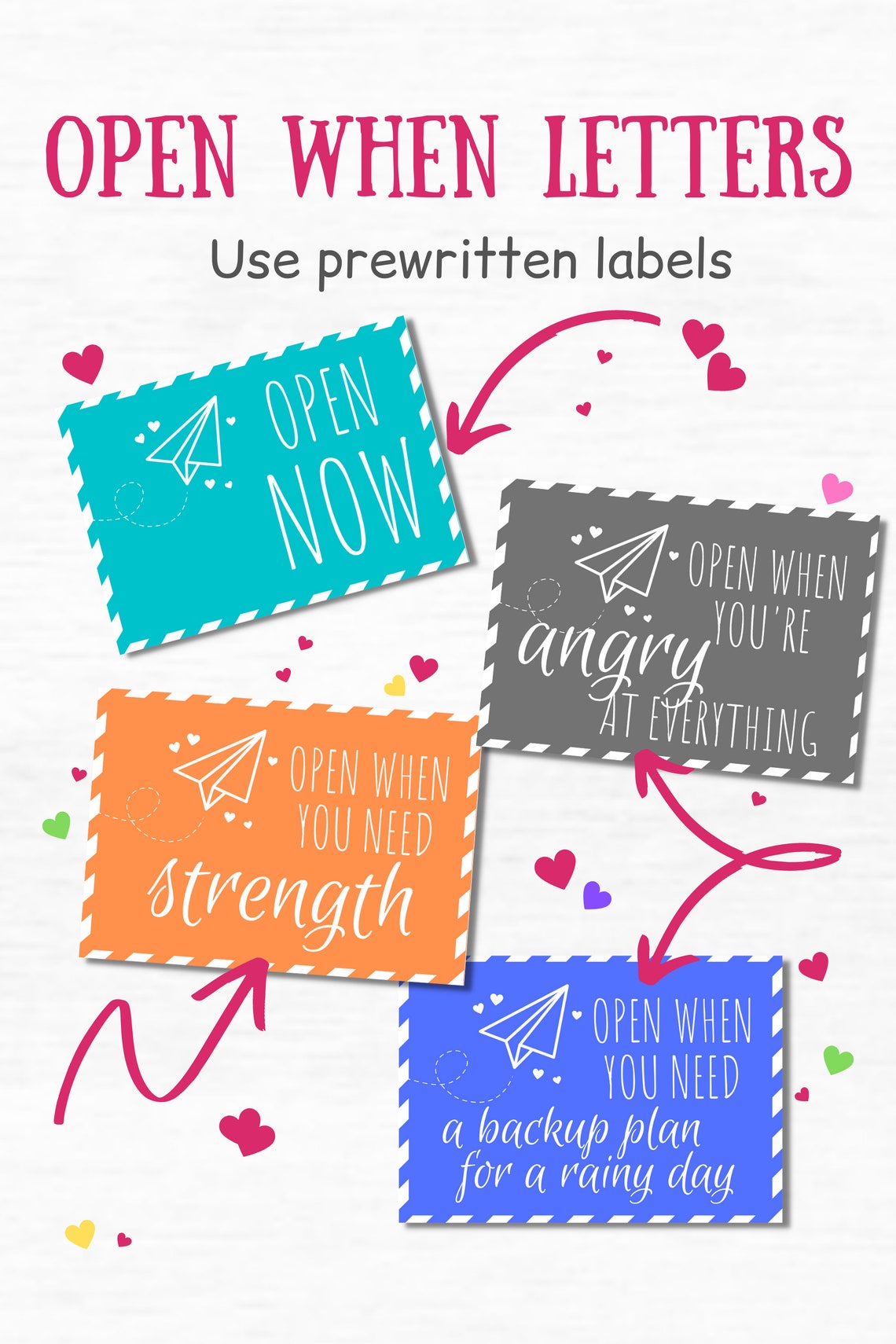 Open When Letters Printable Labels DIY Kit Long Distance Relationship ...