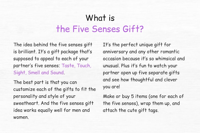 5 Senses Gift Tags Adult Scavenger Hunt Clue Game for Couples ...
