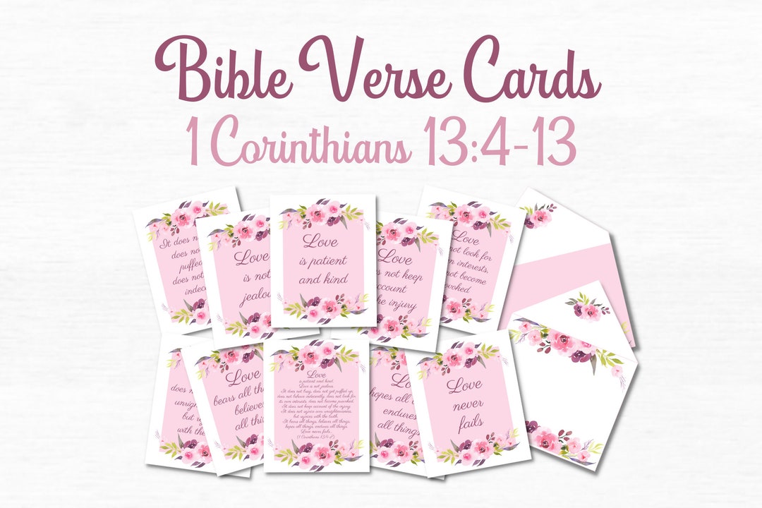 1 Corinthians 13 Bible Verse Cards and Envelopes Bible Quotes One Year ...