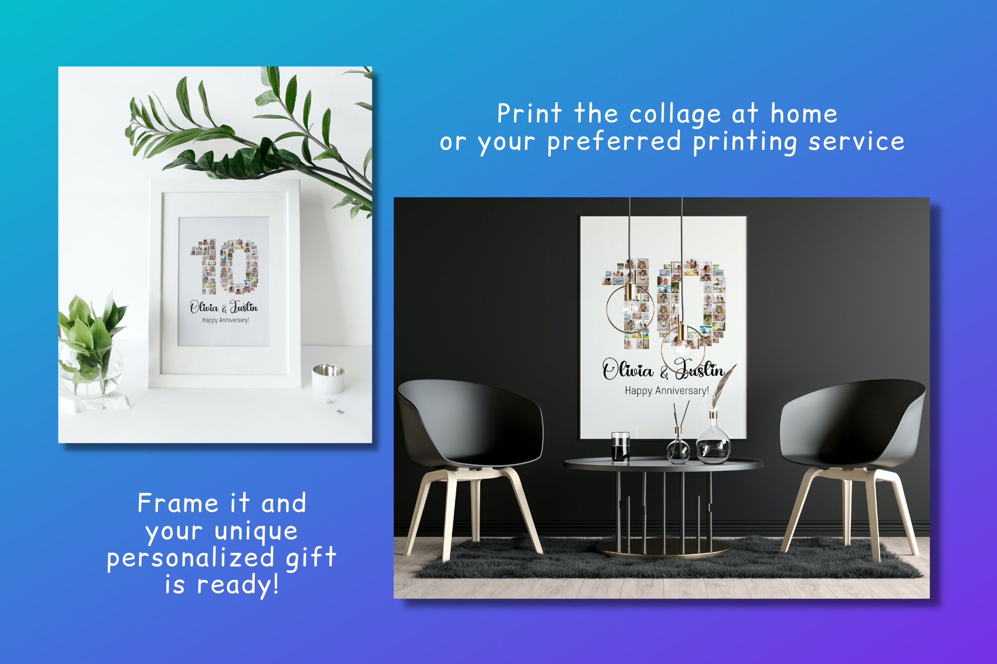 Number Photo Collage Template Custom Canva Frames Family Photo Collage ...