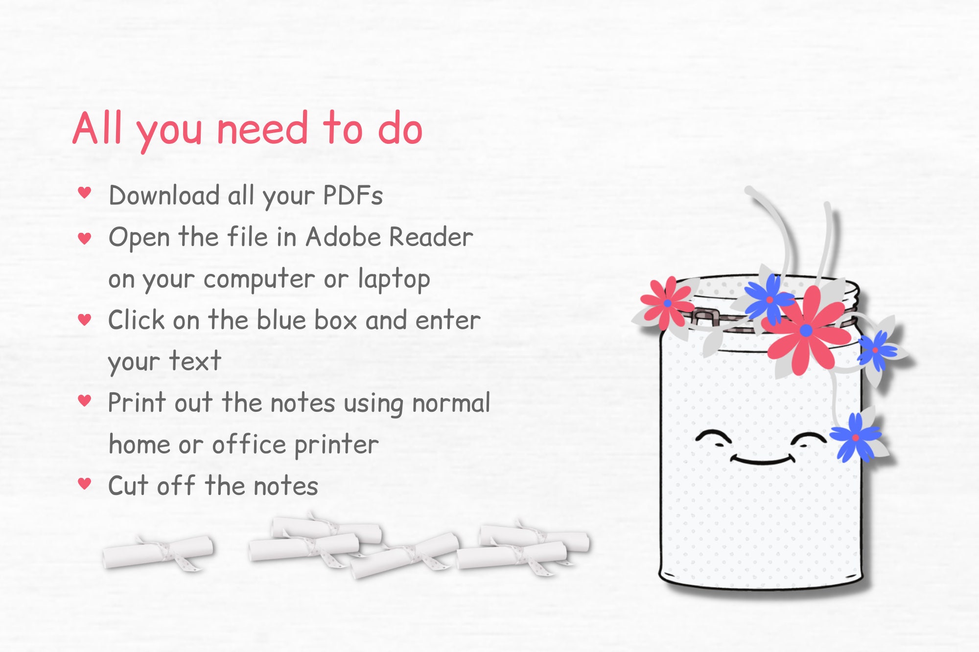 Love Notes Template Printable Message Cards Personalized Note Cards ...