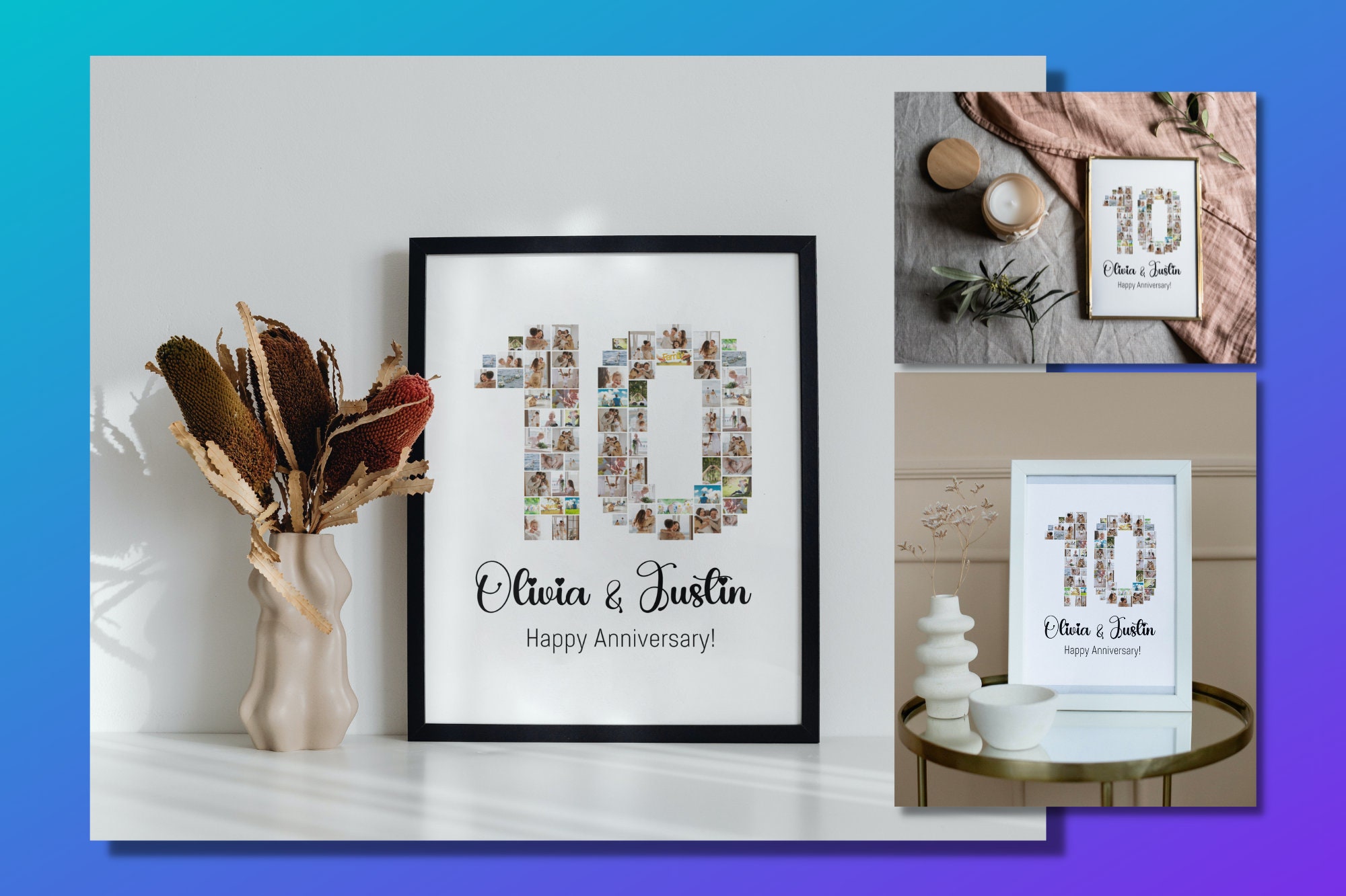 Number Photo Collage Template Custom Canva Frames Family Photo Collage ...