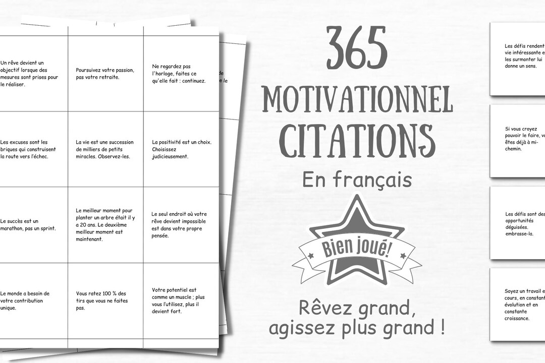 365 Printable Motivational Quotes in French Daily Inspirational Quotes ...