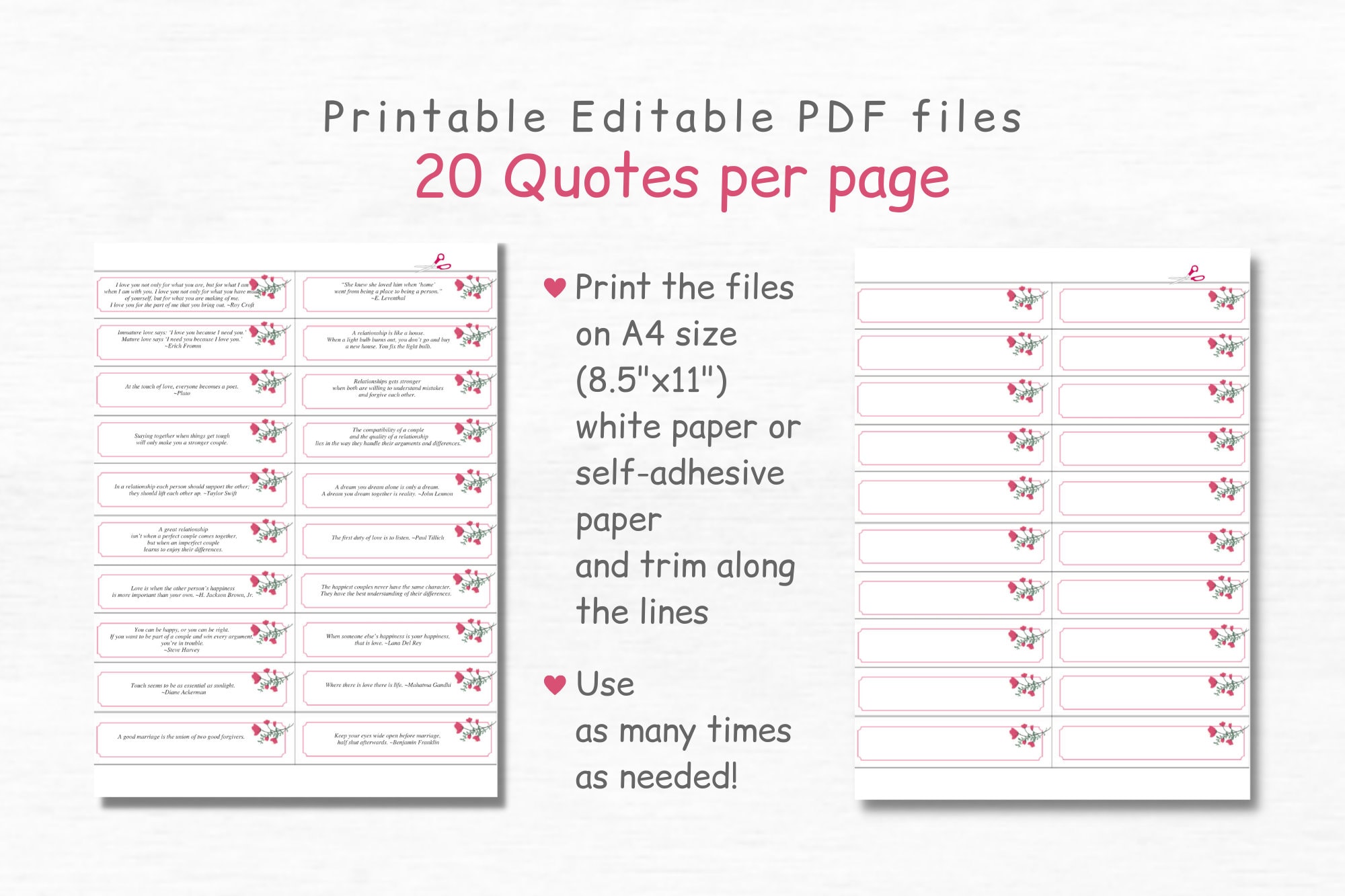 365 Inspirational Quotes Love Jar Notes Printable Quotes Cards DIY ...