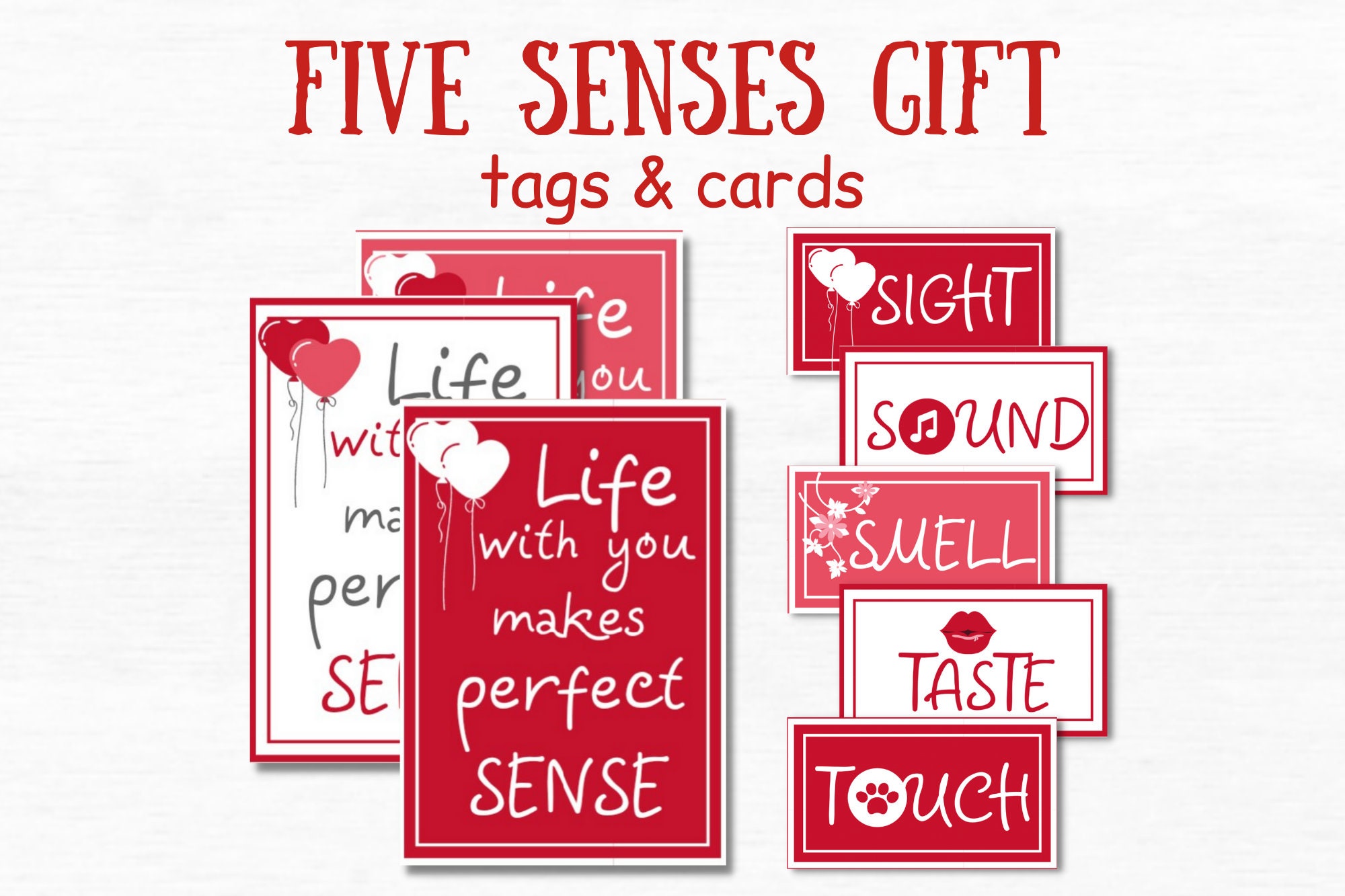 5 Senses Gift Tags 1st Anniversary Gift for Husband Printable Labels ...