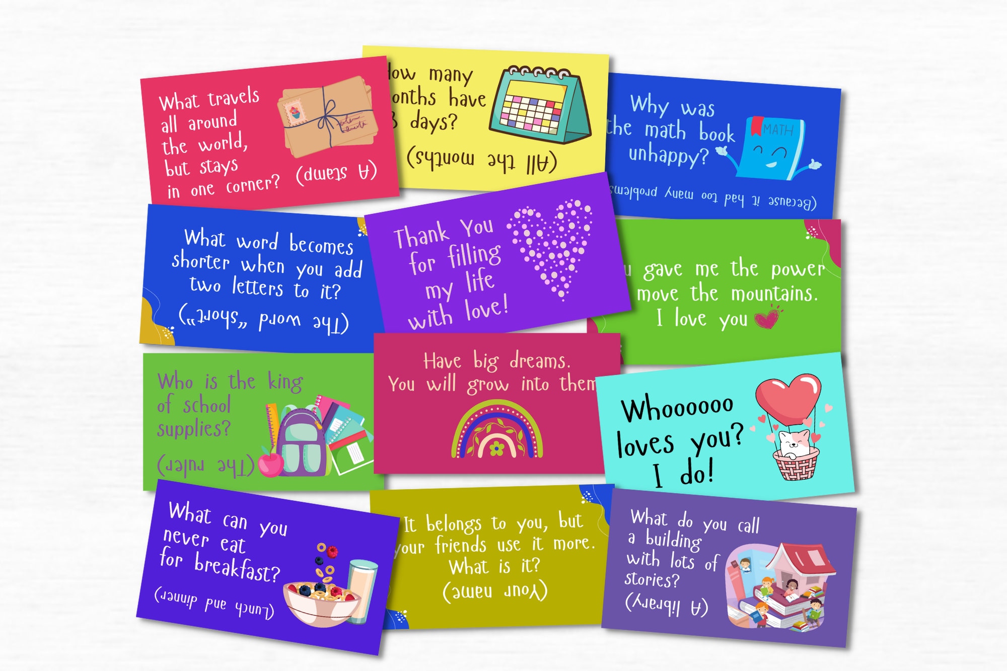 Printable Lunch Box Notes for Kids Riddles Lunchbox Notes for ...