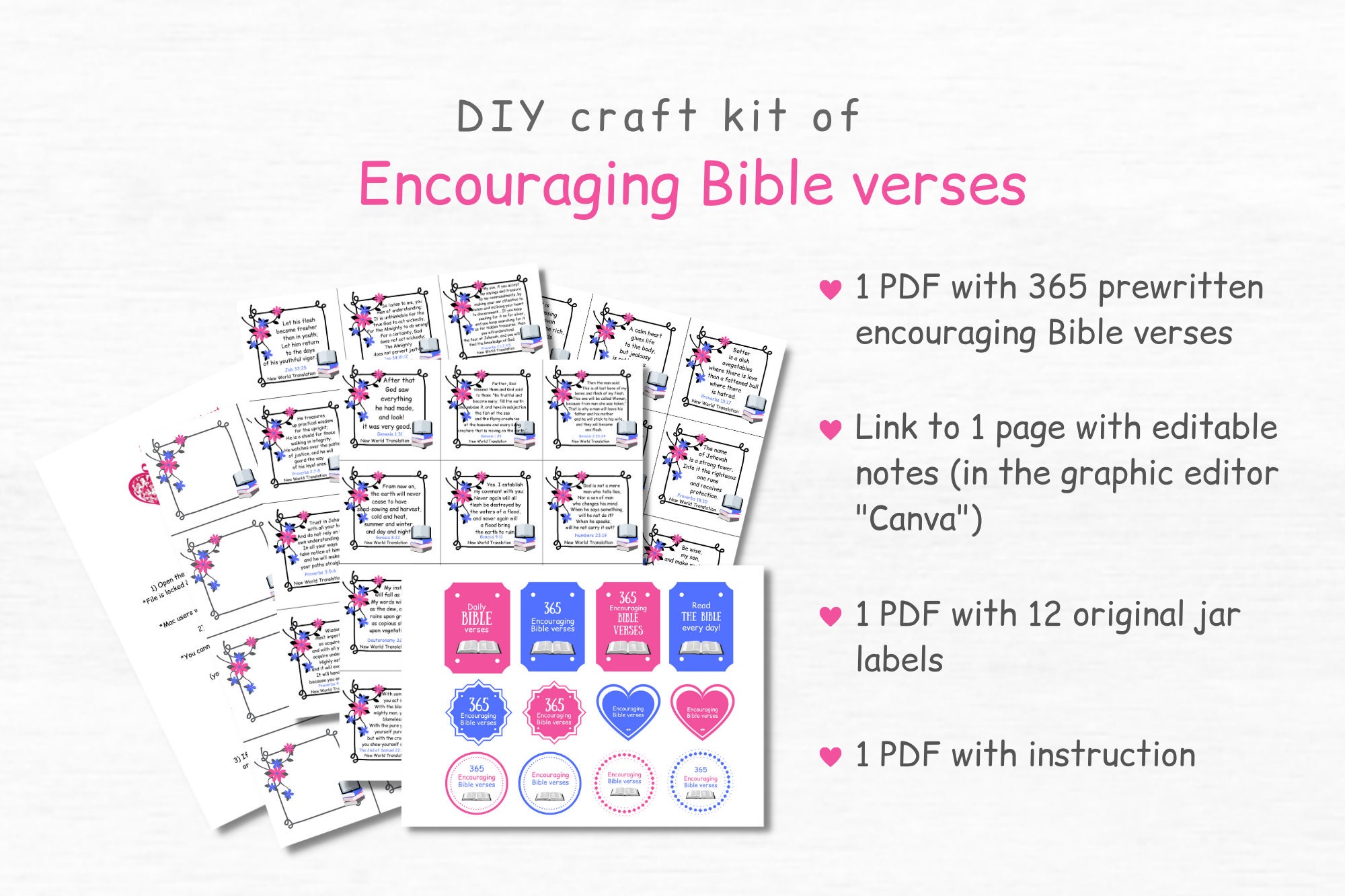 365 Bible Verse Cards Scripture Gifts Bible Study Christian Stickers ...